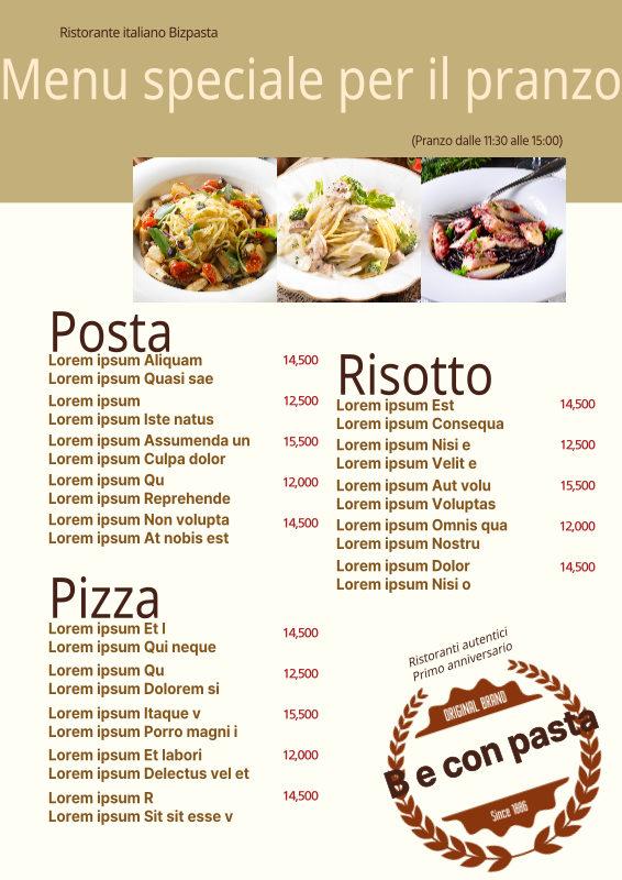 Menu del pranzo - MiriCanvas