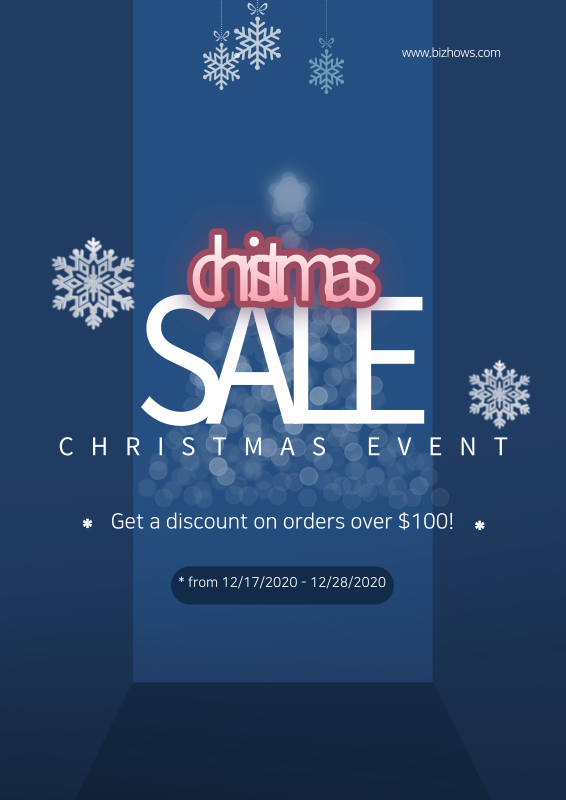 A sophisticated Christmas sale event flyer in indigo blue. - MiriCanvas