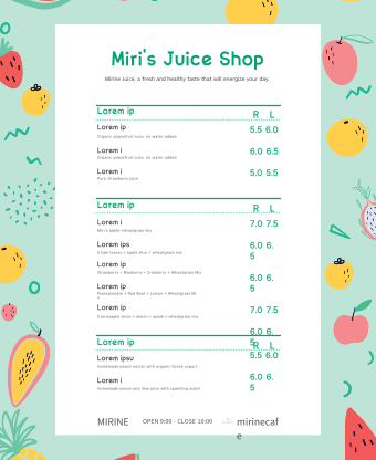 Fruit Frame Menu Board - MiriCanvas