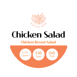 Neat white and orange chicken breast salad label - MiriCanvas