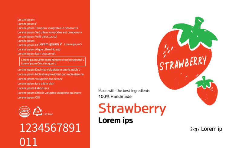 Red illustrated strawberry blue food label - MiriCanvas