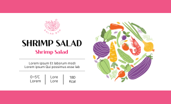 Pink Illustrated Salad Food Label - MiriCanvas