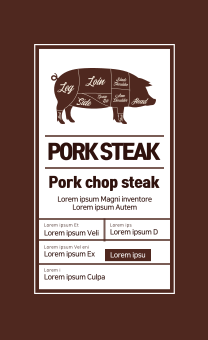 Brown illustrated steak food label - MiriCanvas