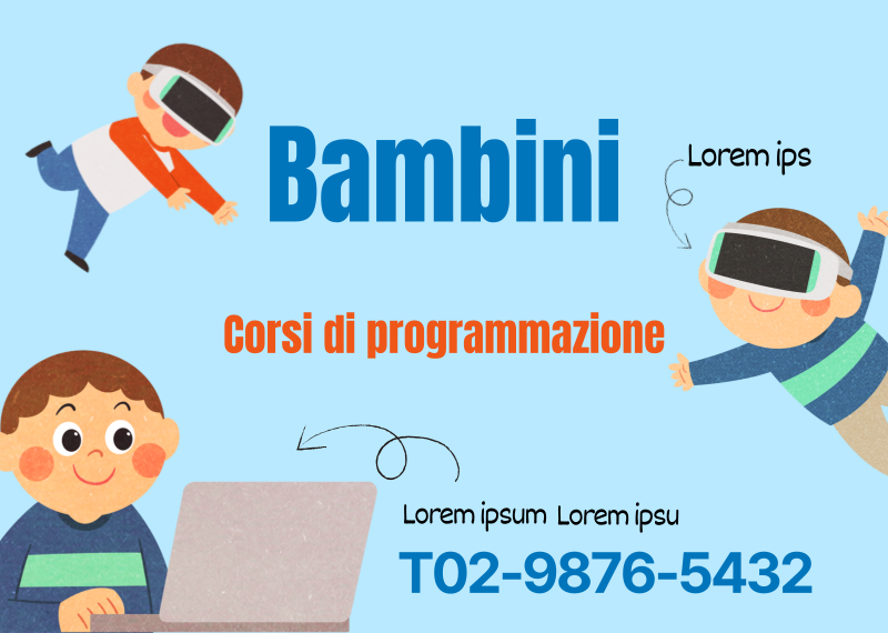 Illustrazione di un personaggio carino di colore azzurro per promuovere un corso di coding ...