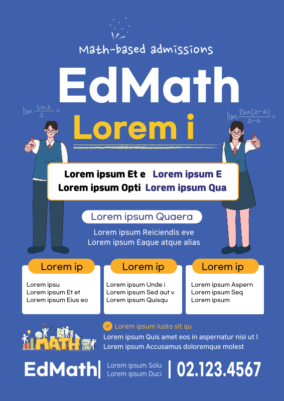 Blue illustration clean math school promotion - MiriCanvas