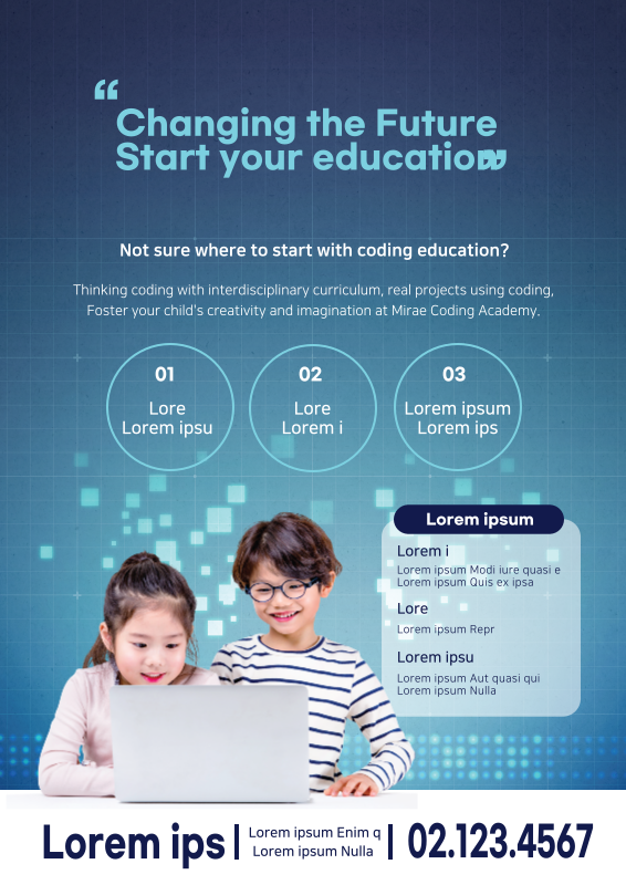 Promote a clean coding school with a blue photo emphasis - MiriCanvas