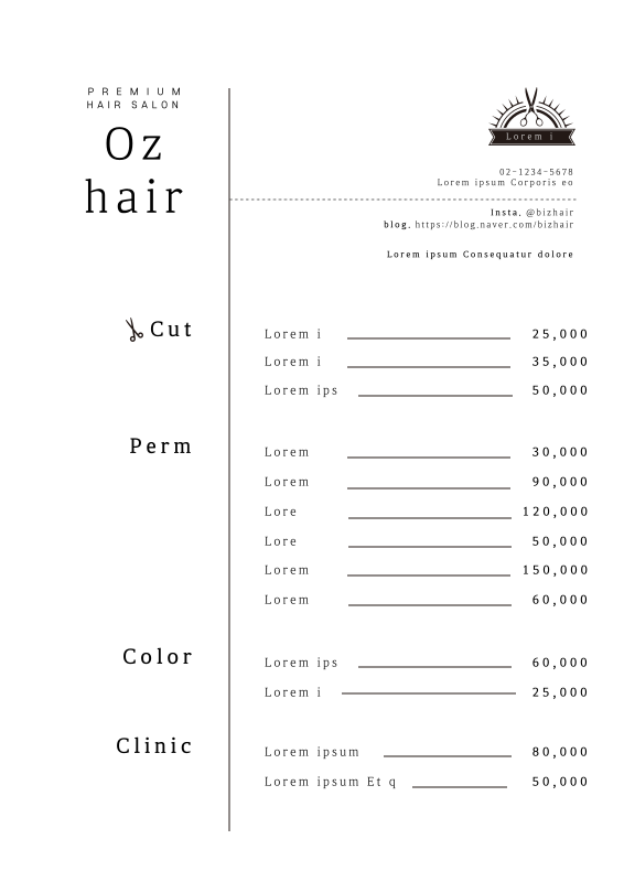 Clean hair salon menu with black lettering - MiriCanvas