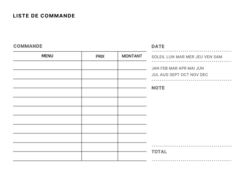 Formulaire de commande simple en blanc et noir - MiriCanvas