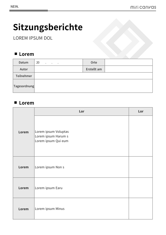 Einfache graue Dokumentation von Sitzungsprotokollen - MiriCanvas
