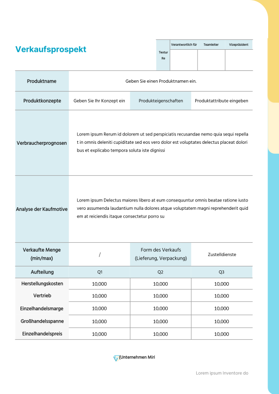 Ein Verkaufsargument mit einem hellblauen und gelben Konzept in ...