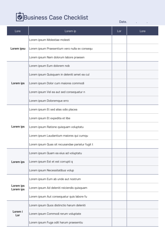 Business case checklist in blue - MiriCanvas