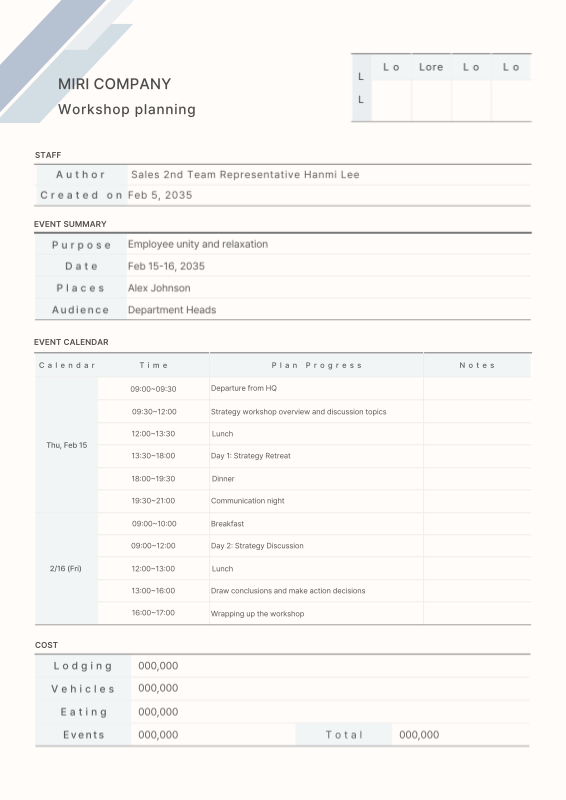 Blue planning documents - MiriCanvas