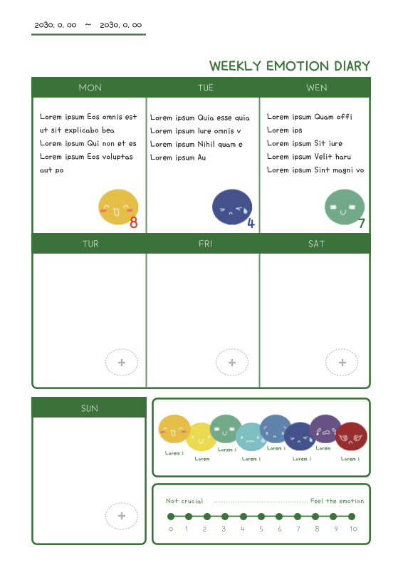 Greenpoint's Simple Weekly Emotion Journal - MiriCanvas