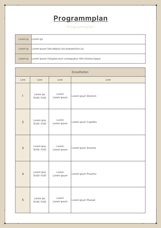Ein einfacher Programmplan in Braun - MiriCanvas