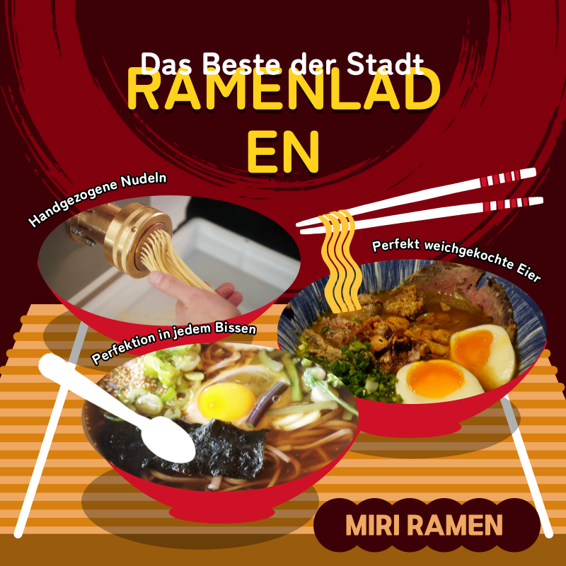 Ein kühnes Restaurant in Rot und GelbConcept Ramen Japanisches ...