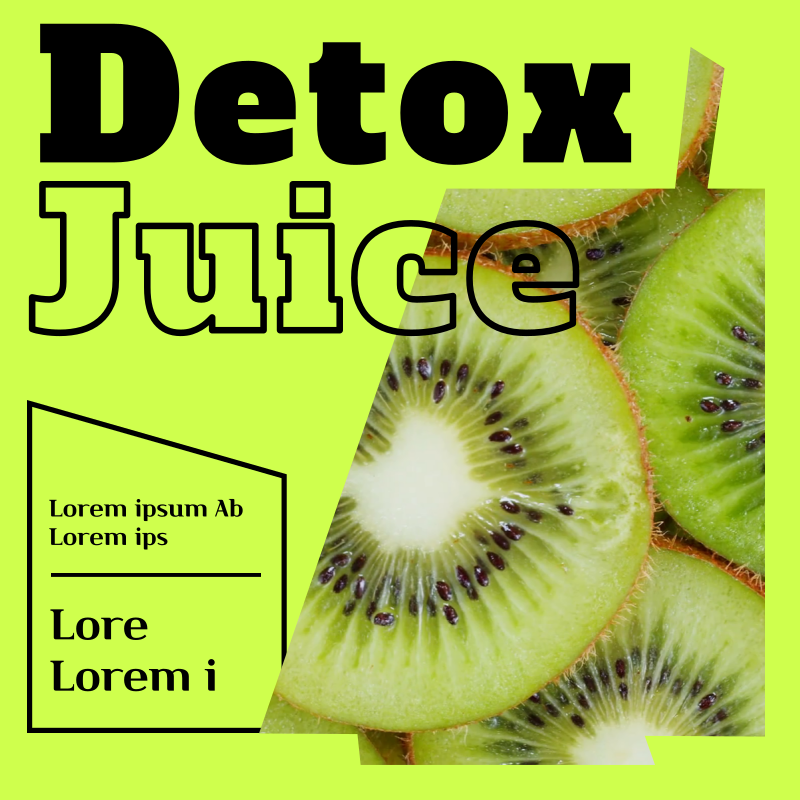 Promote detox juices by highlighting a cup frame with a neon lime green ...