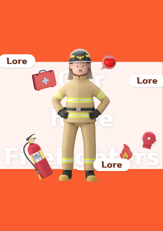 A kitschy red and orange firefighter cheer post - MiriCanvas