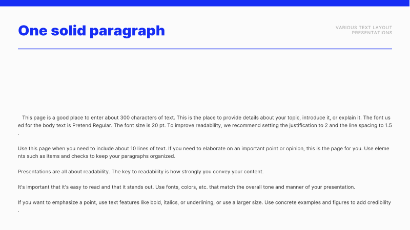 Modern text layout report in blue and white - MiriCanvas