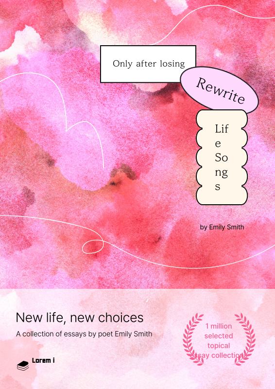 Simple essay book cover in pink color - MiriCanvas