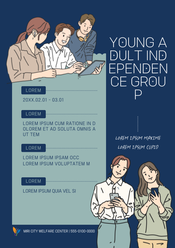 Simple mint and navy blue youth independence group announcement ...