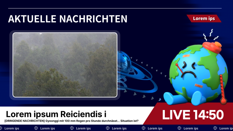 Erdsymbol mit Starkregen Nachrichten - MiriCanvas