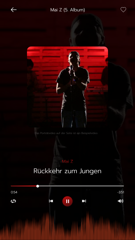 Roter Bildschirm für Musik-Streaming-Wiedergabe - MiriCanvas