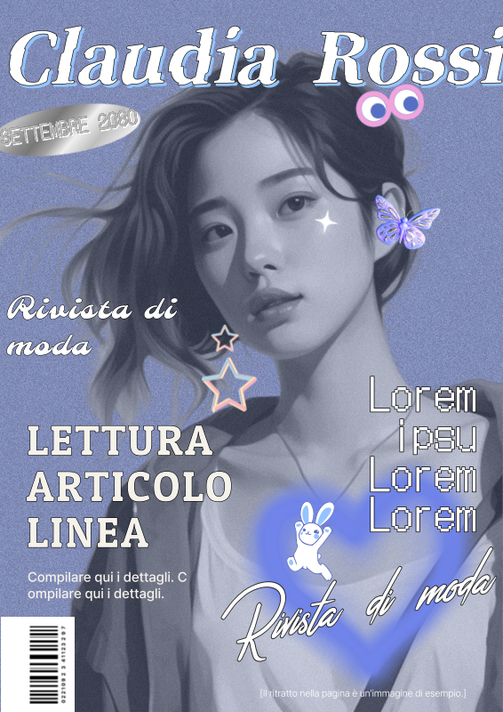 Stile rivista retrò kitsch in azzurro e malva - MiriCanvas