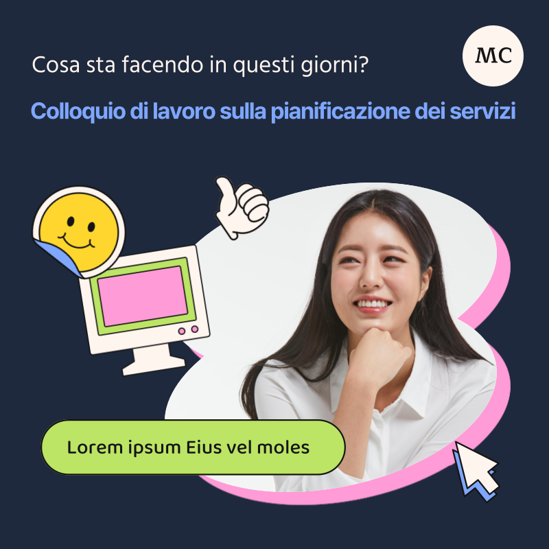 Post per colloqui di lavoro kitsch in blu navy e verde lime - MiriCanvas