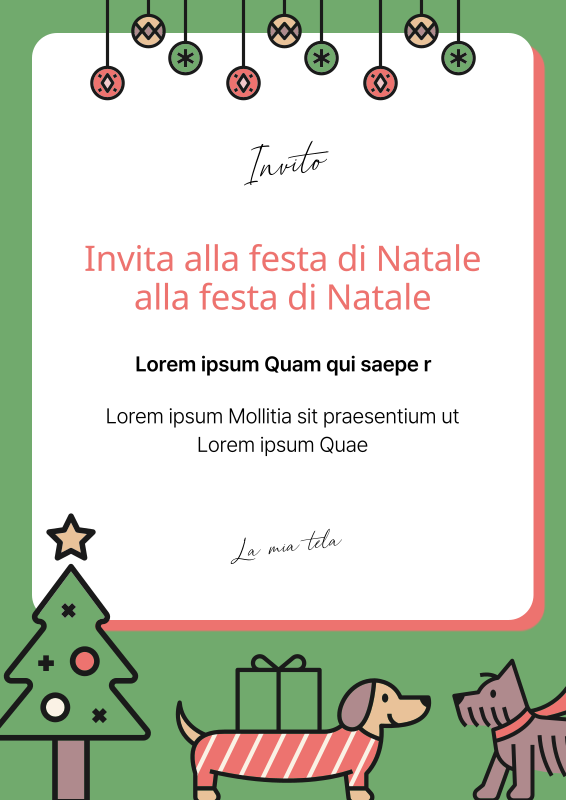 Simpatico invito alla festa di Natale in verde e rosso - MiriCanvas