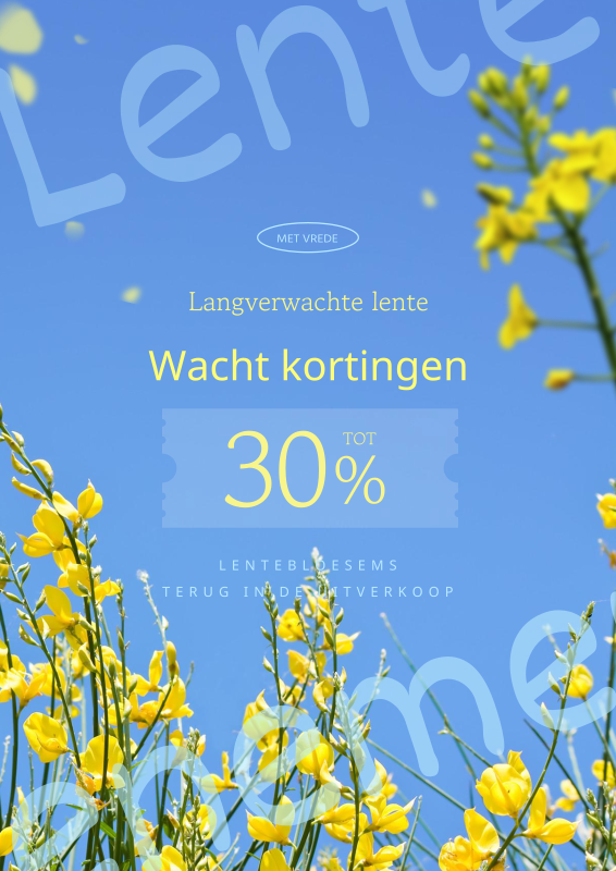 Promoot een eenvoudige voorjaarsuitverkoop in geel en lichtblauw ...