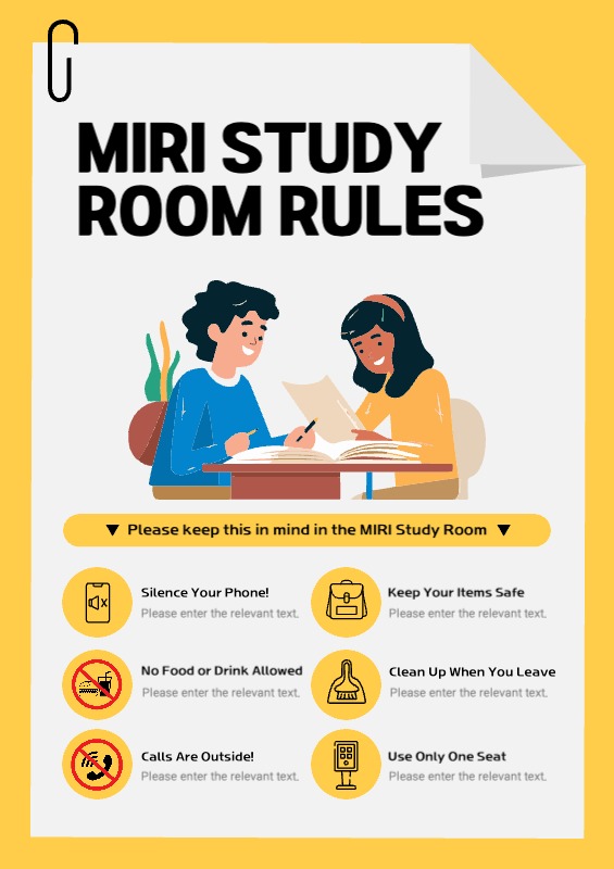 Yellow, simple study room rules announcement - MiriCanvas