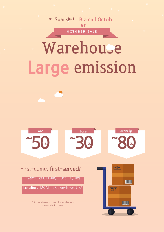 Promote the Great Mountain Sale event with an illustration of a pink ...