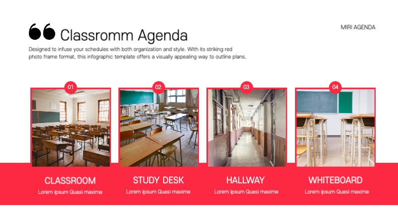 Agendas in red photo frame format - MiriCanvas