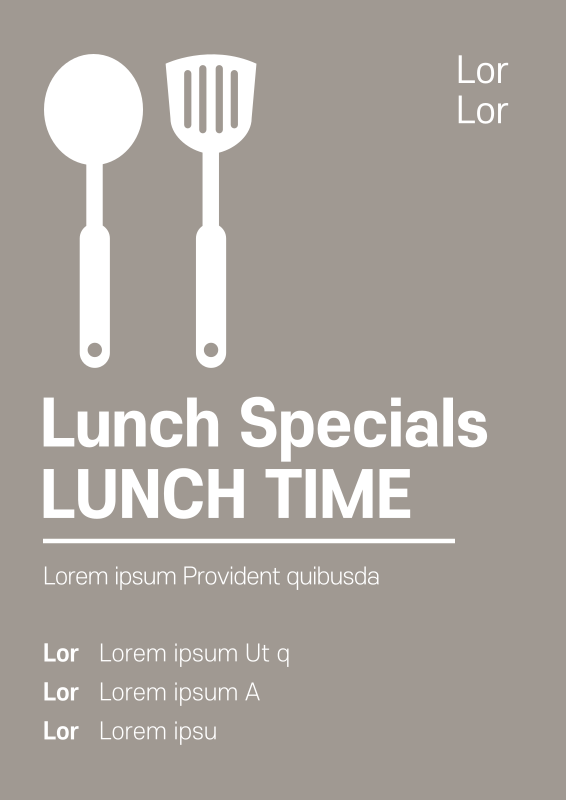 Simple restaurant lunch discount promotion with gray cooking utensil ...