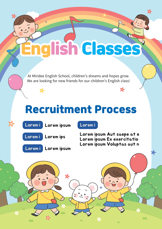 Light blue illustration cute children English classroom school ...