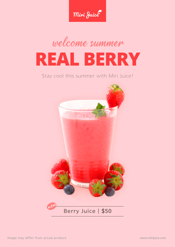 Pink Summer Berry Juice Poster - MiriCanvas