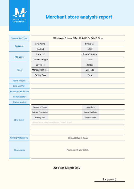 Blue, bureaucratic store analysis report template - MiriCanvas