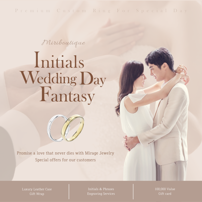 Promoting custom wedding rings in beige tones - MiriCanvas