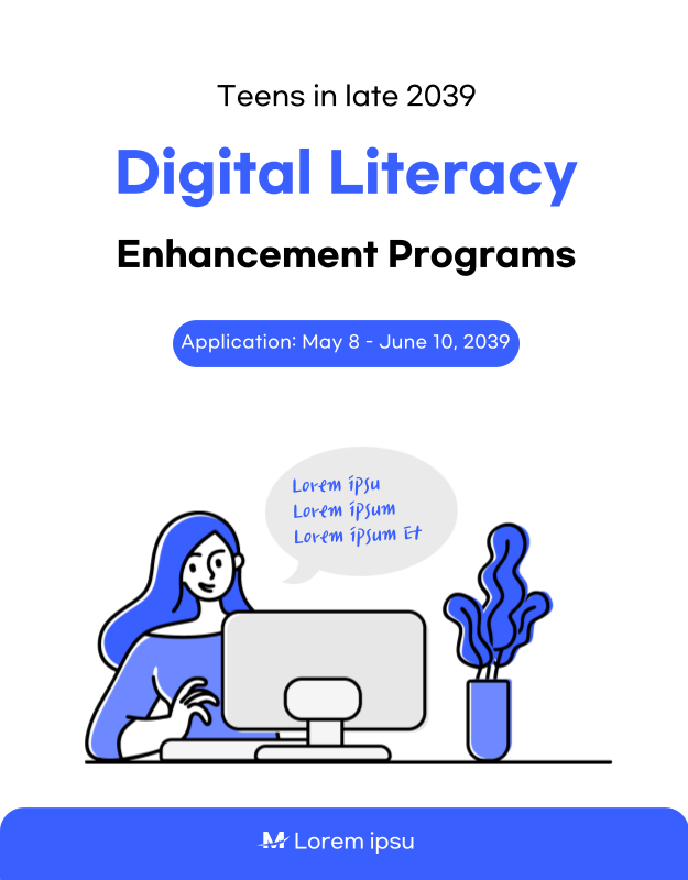 A guide to digital literacy education programs in blue and black and ...