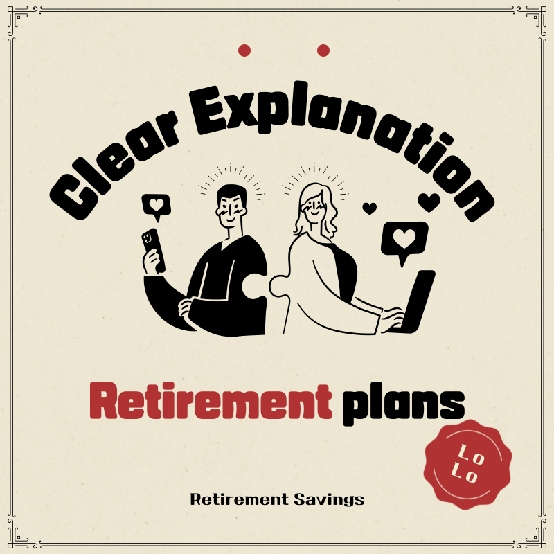 Minimalist retirement plan information in beige and red - MiriCanvas