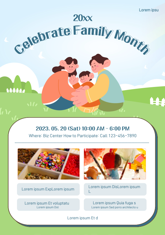 Family Month celebration with a warm illustrated photo of a field ...