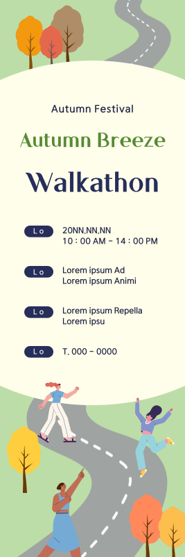 A banner for a fall walkathon featuring female characters excitedly ...