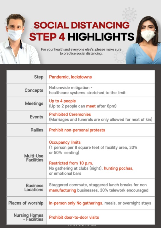 Simple gray and red social distancing key points poster - MiriCanvas