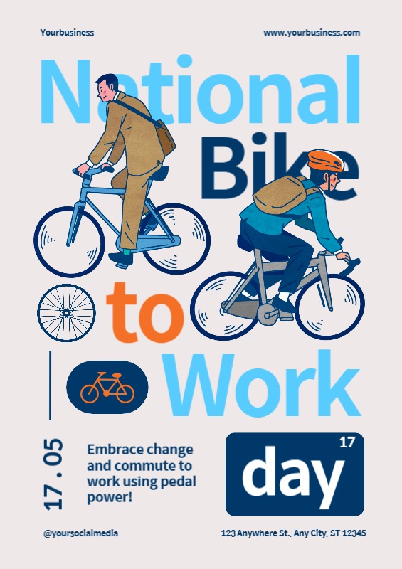 Blue Modern National Bike to Work Day Advertisement - MiriCanvas