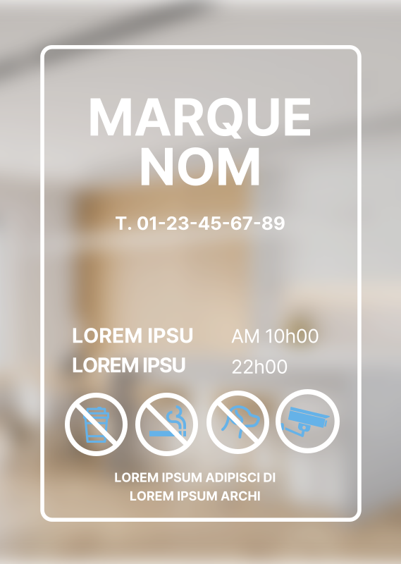 Affiche transparente bleu clair sur les horaires d'ouverture simples ...