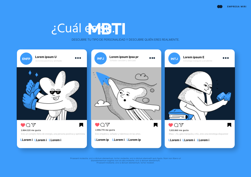 Tipos de personalidad MBTI simples en azul y blanco @mbtypes @mcbtypes ...