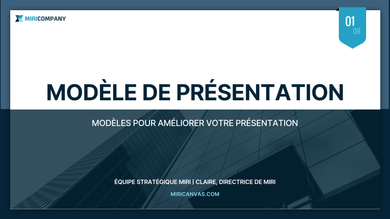 Présentation d'entreprise simple en bleu marine et menthe - MiriCanvas