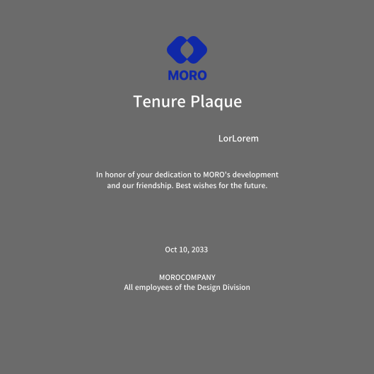 A simple tenure plaque with a blue corporate logo - MiriCanvas