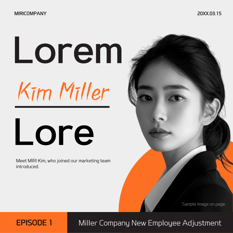 A simple black and orange new hire interview post - MiriCanvas