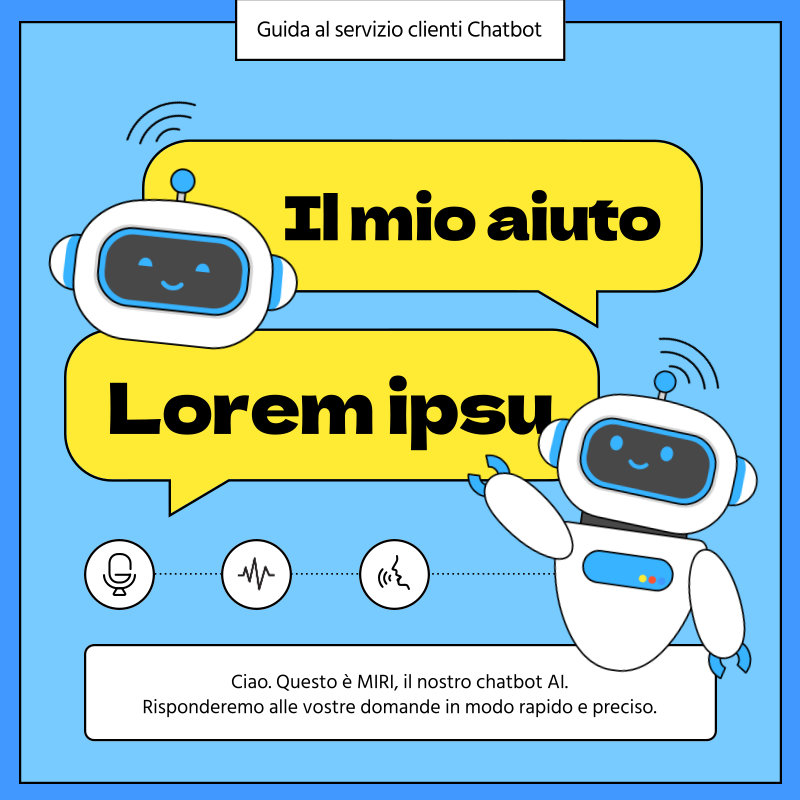 Come utilizzare una semplice guida al servizio clienti con chatbot giallo e blu - MiriCanvas